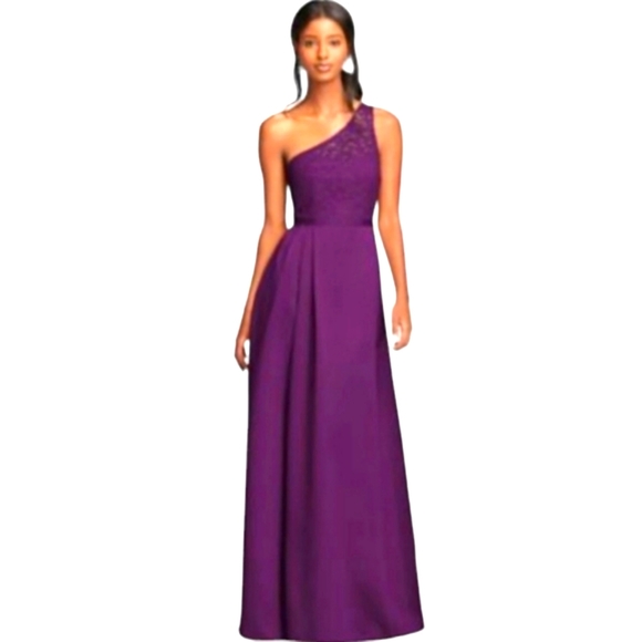 David's Bridal | Dresses | Davids Bridal One Shoulder Lace Bridesmaid ...